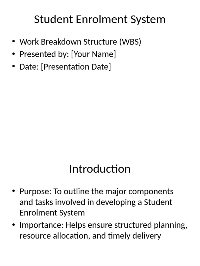 Student Enrolment System WBS Overview | PDF