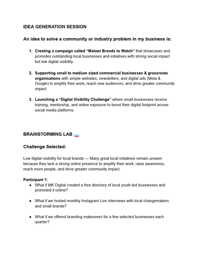 Idea Generation Session - MK DIGITAL - 1 | PDF | Promotion And ...