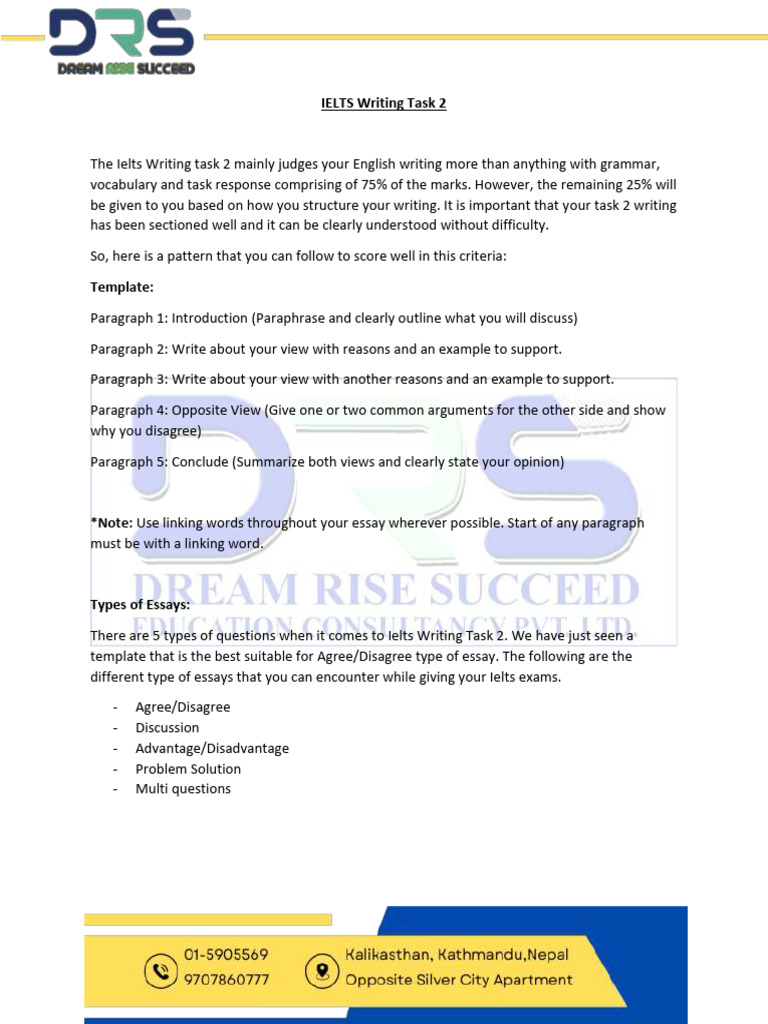 IELTS Writing Task 2 Templates | PDF