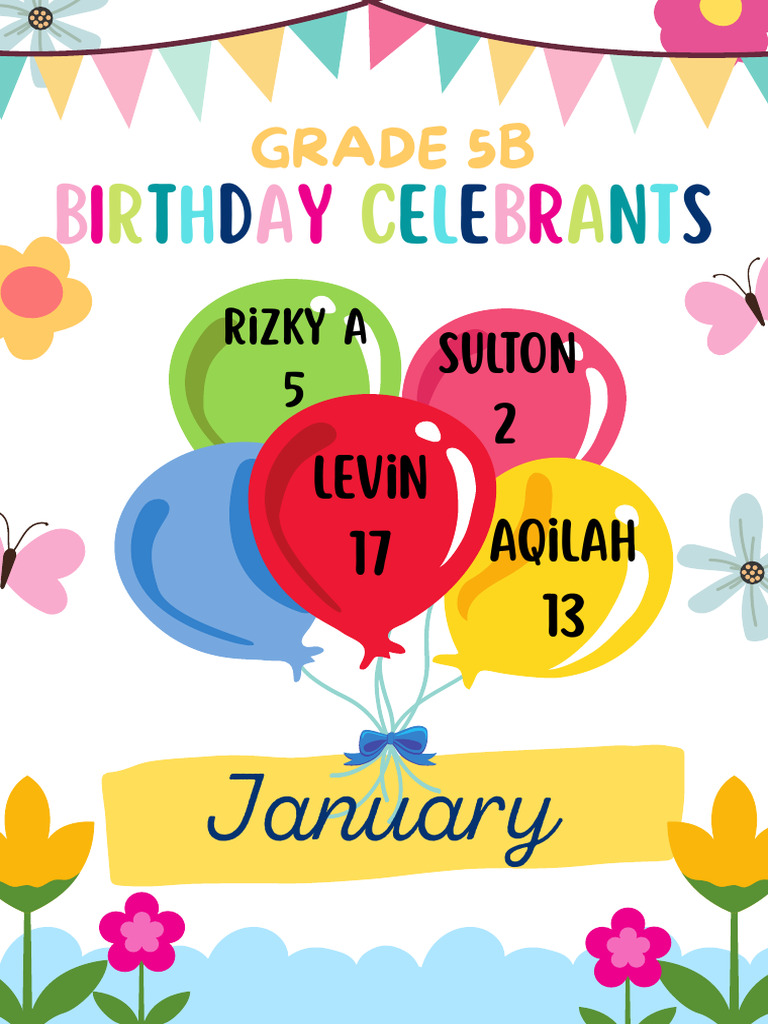 Class Birthday Celebrants Cute Colorful | PDF