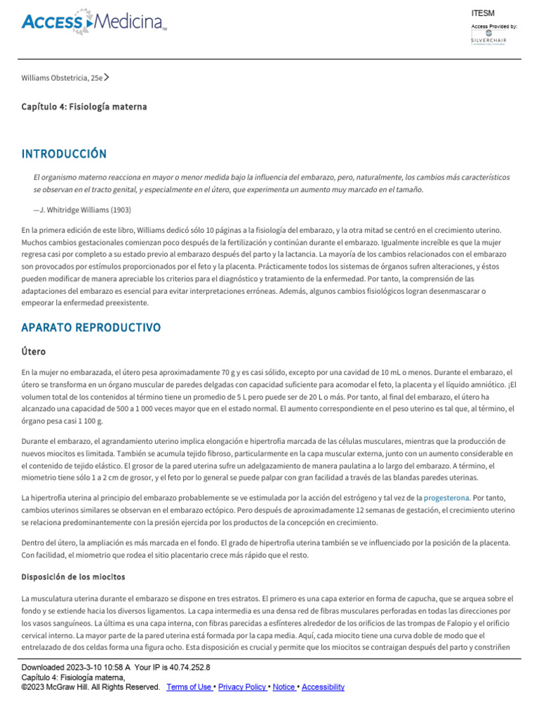 Capítulo 4 - Fisiología Materna | PDF | El embarazo | Placenta