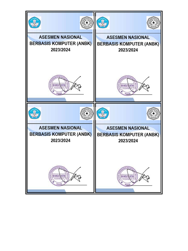 Contoh Kartu ANBK 2023/2024 | PDF