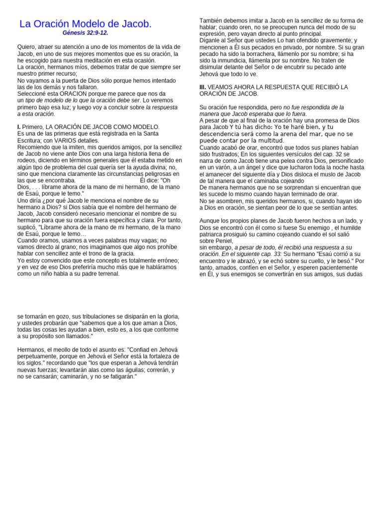 La Oración Modelo de Jacob | PDF | Jacob | Oración