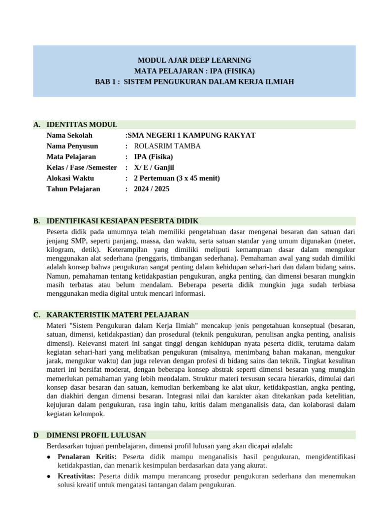 Modul Ajar PM Alat Ukur | PDF