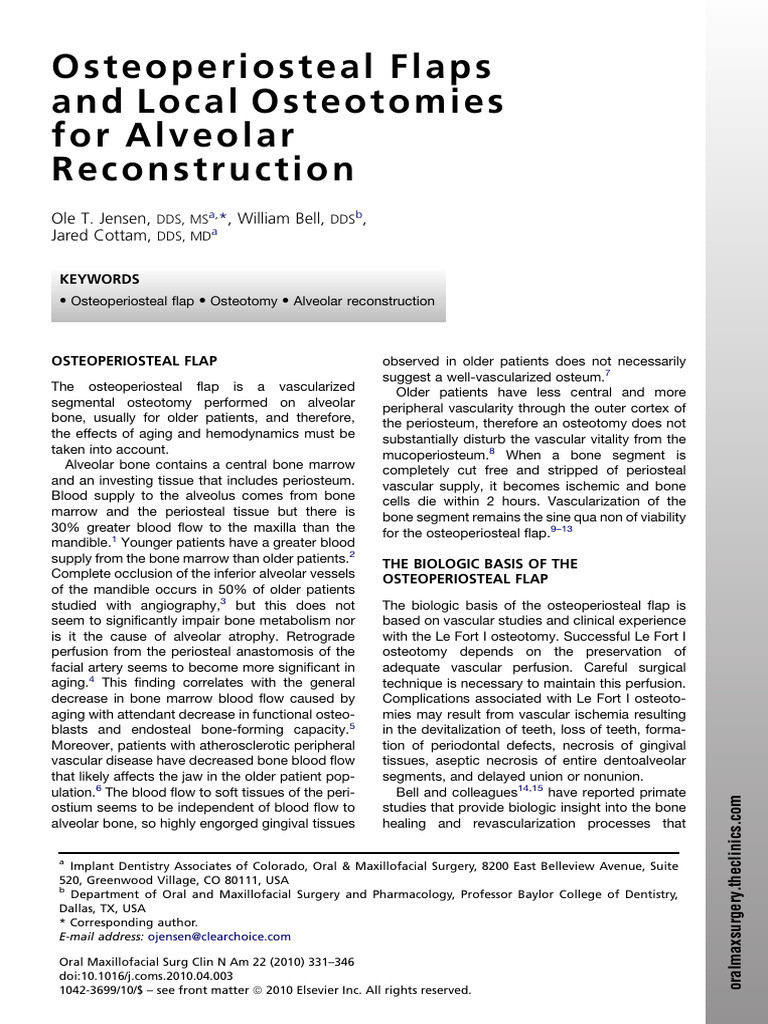 Osteoperiosteal Flaps and Local Osteotomies For Alveolar Reconstruction ...
