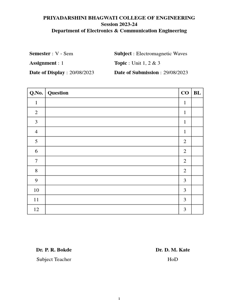 Assignment 1 2023 24 EMW | PDF
