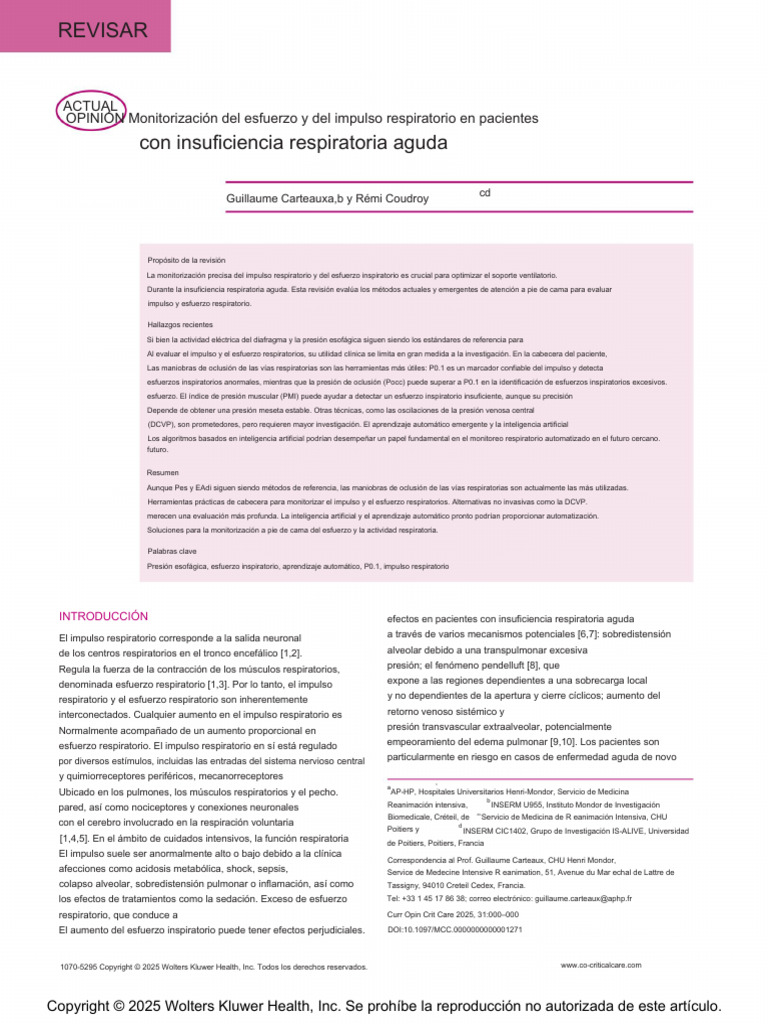 Monitoring Effort and Respiratory Drive in Patients - With Acute ...