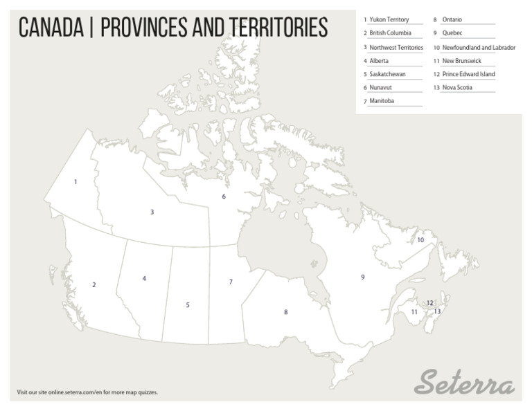 Canada Provinces and Territories Quiz | PDF