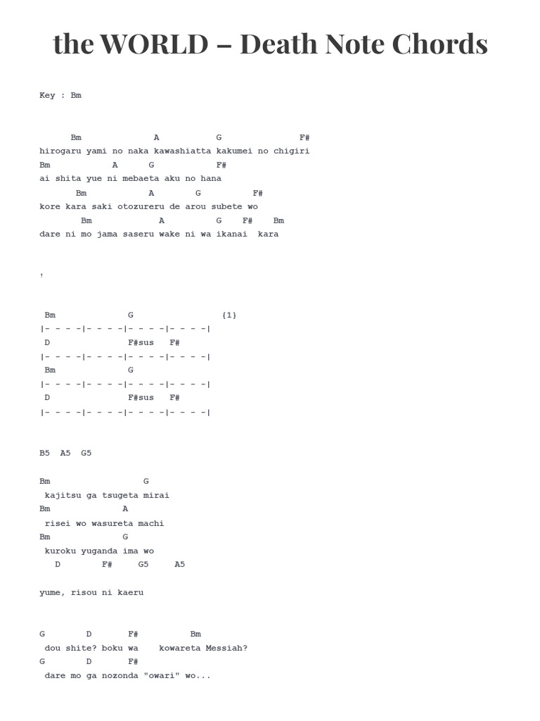 Death Note: The World Chords | PDF