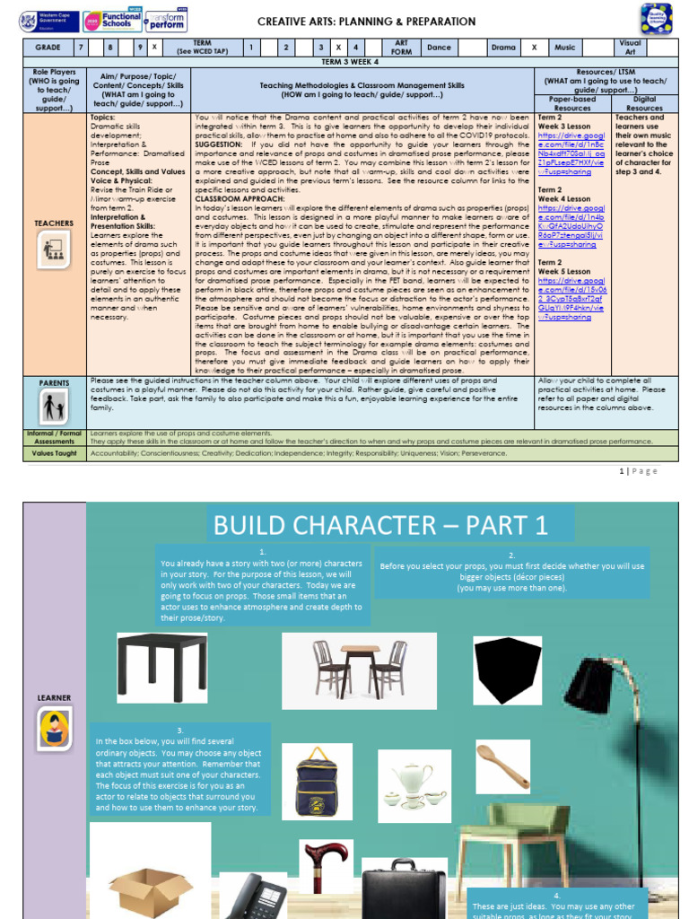 Drama Lesson: Props and Costumes Guide | PDF | Learning | Teachers