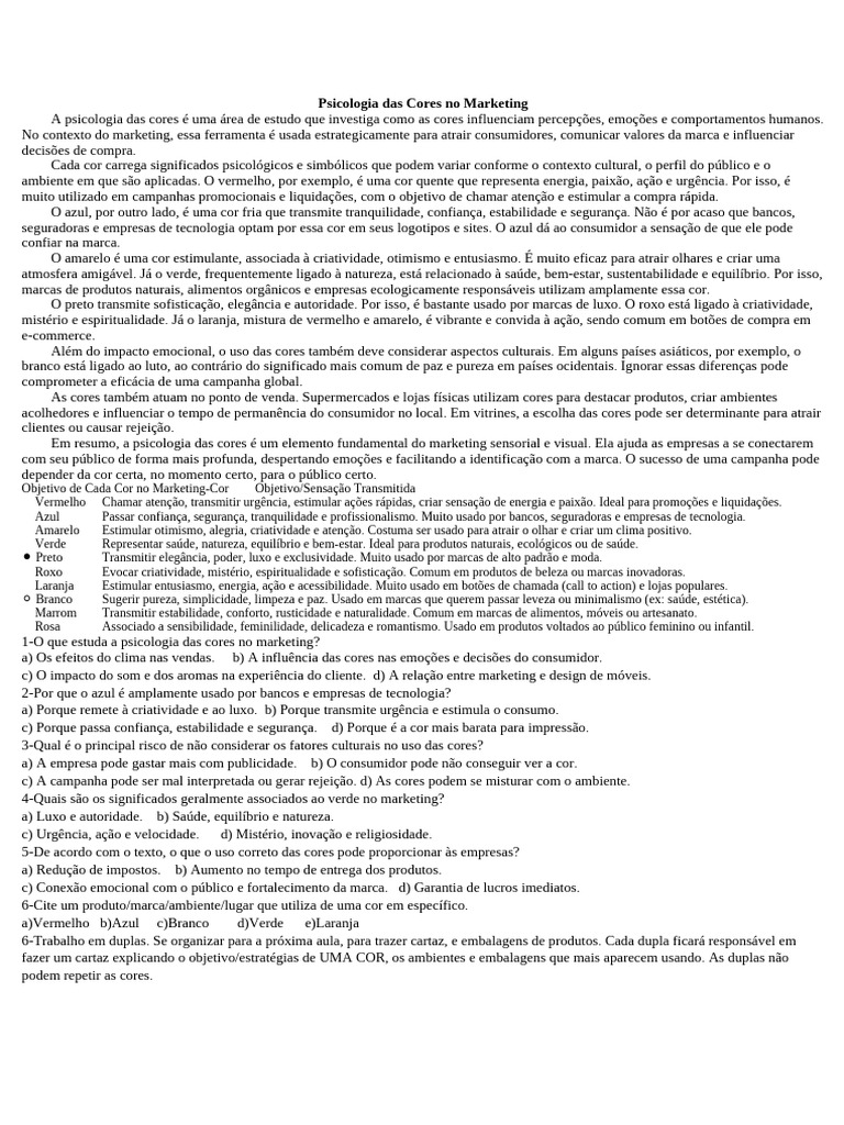 Psicologia das Cores no Marketing | PDF | Cor | Marketing