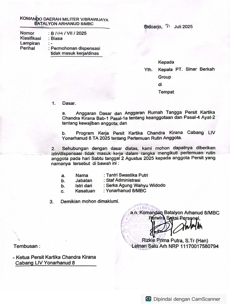 Surat Permohonan Dispensasi | PDF