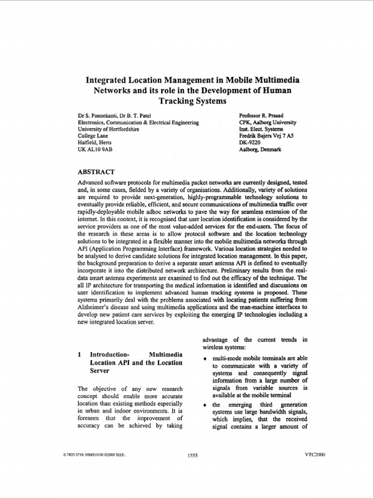 Integrated Location Management for Multimedia | PDF | Computer Network ...