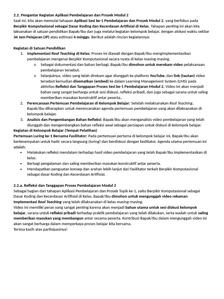 Laporan Praktik Baik Pembelajaran Koding | PDF