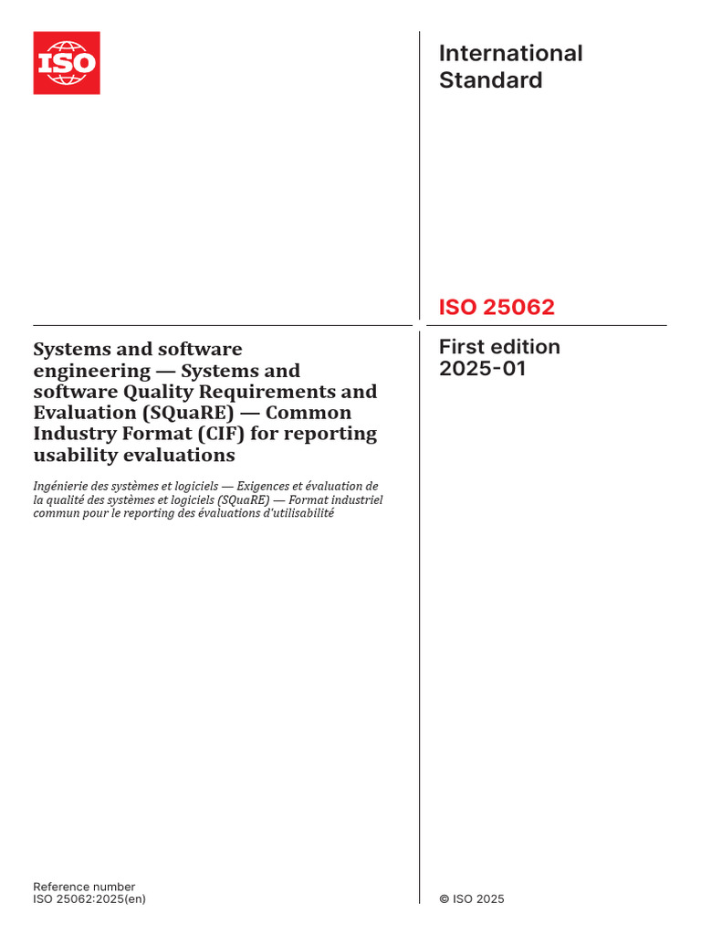Iso 25062-2025 | PDF | Usability | Evaluation