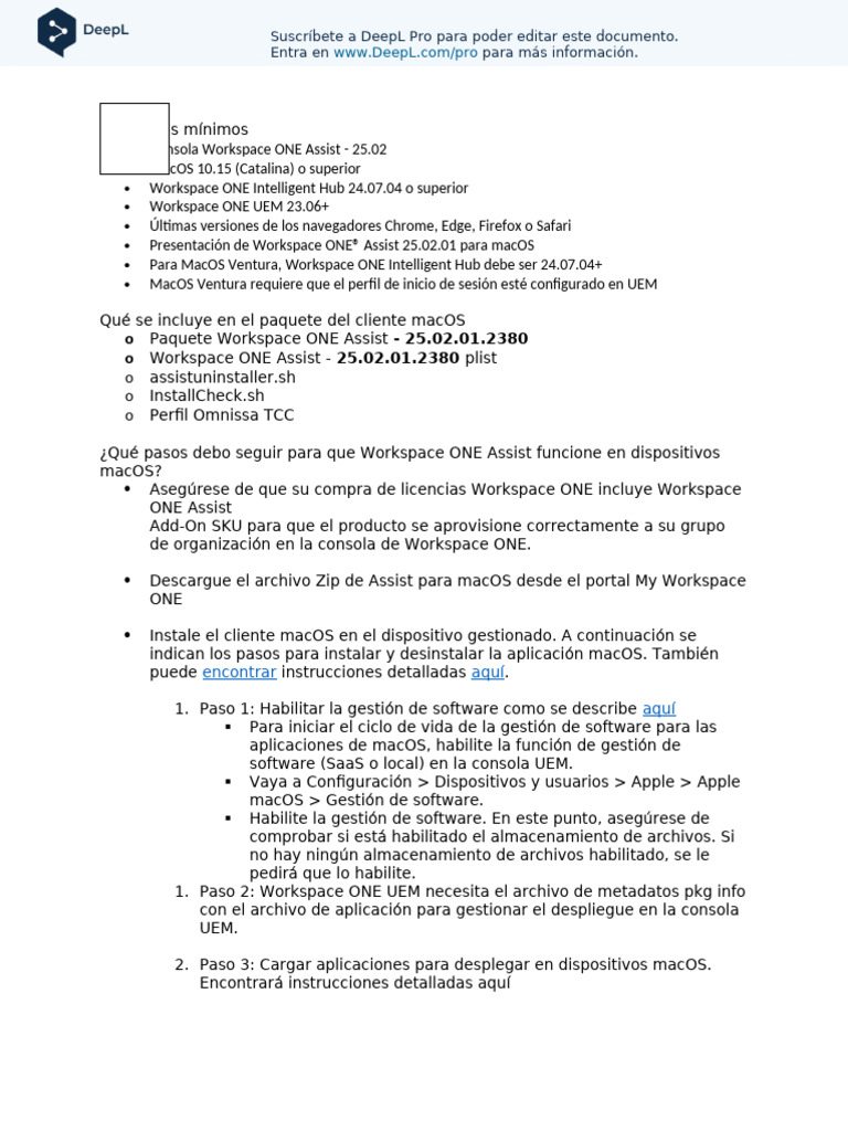 Workspace ONE Assist MacOS Read Me Es | PDF | Mac OS | Archivo de ...