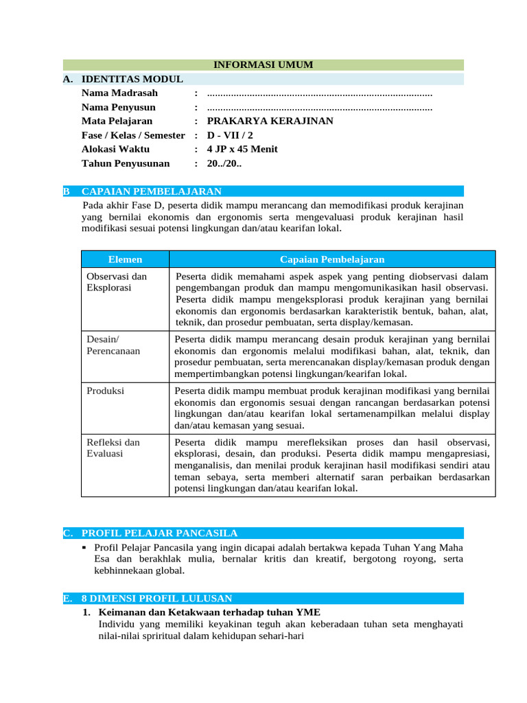 Modul PRAKARYA KERAJINAN UNIT 4 | PDF