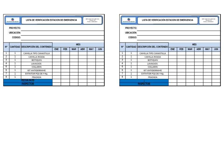 SBP-22027-FO-HSE-064 Check List Estacion de Emergencia | PDF