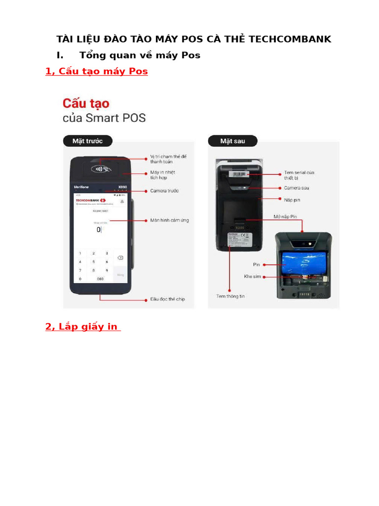 Hướng Dẫn Sử Dụng Máy Pos Cà Thẻ Techcombank | PDF