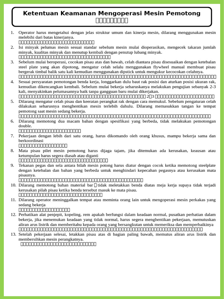 Panduan Aman Operasi Mesin Pemotong | PDF