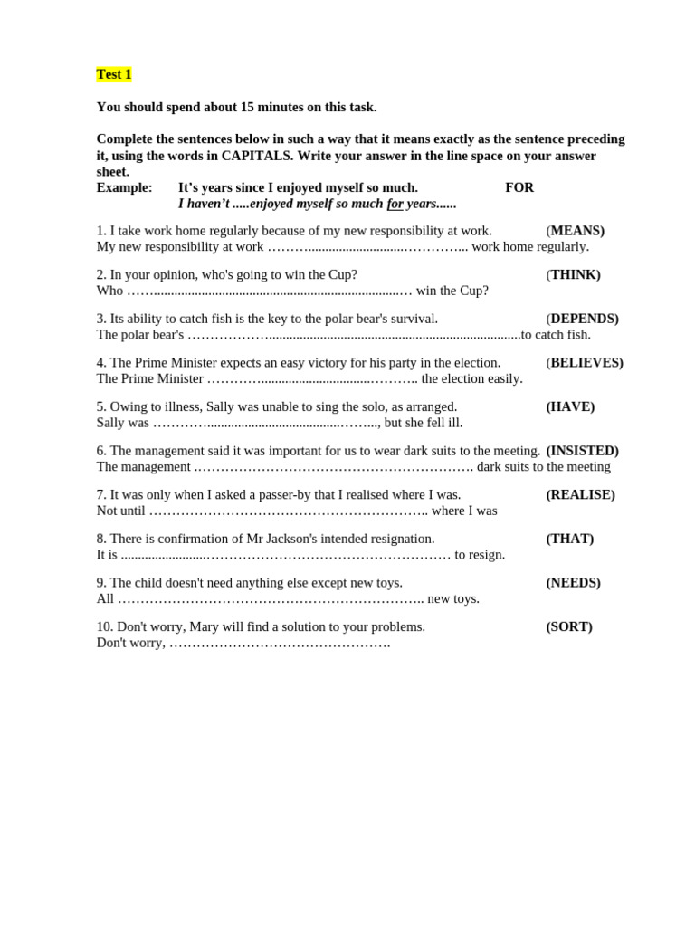 Grammar Level 4 - Sample Test | PDF