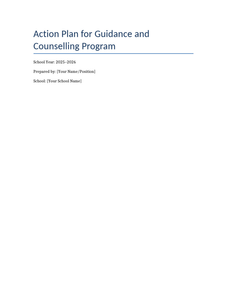 Guidance and Counseling Action Plan 2025-26 | PDF | School Counselor ...