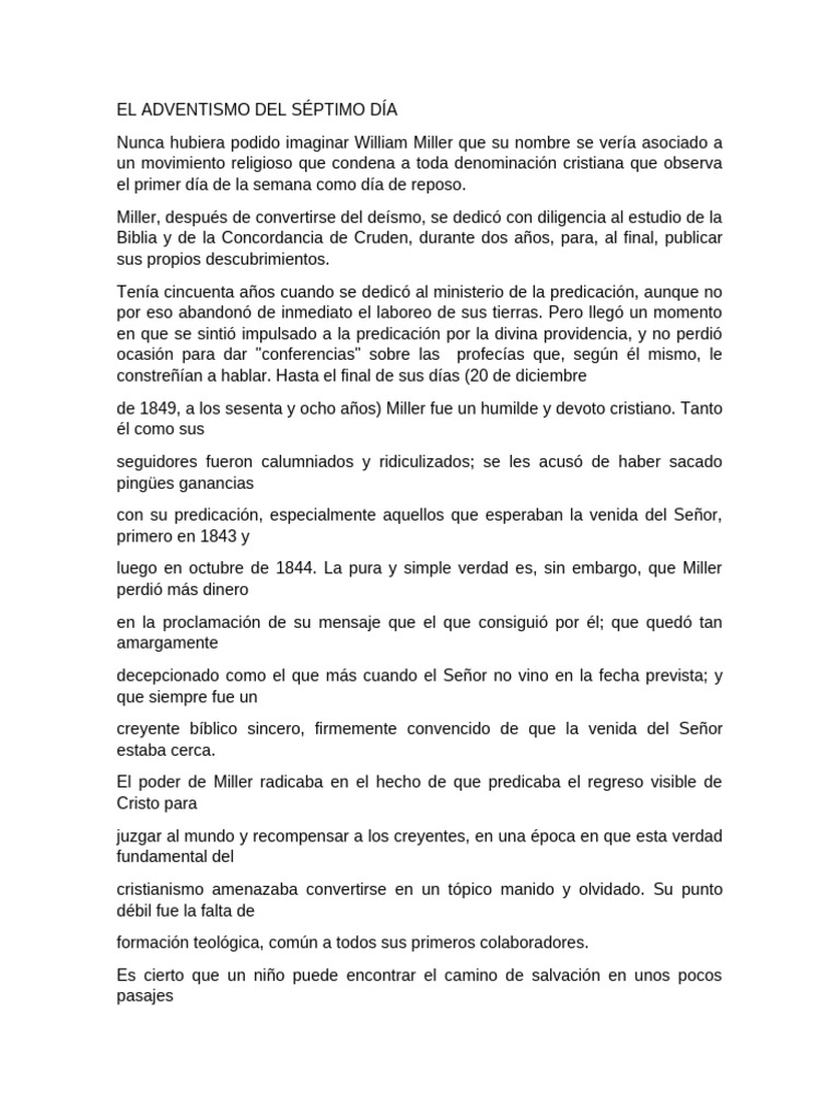Orígenes del Adventismo del Séptimo Día | PDF | Iglesia Adventista del ...