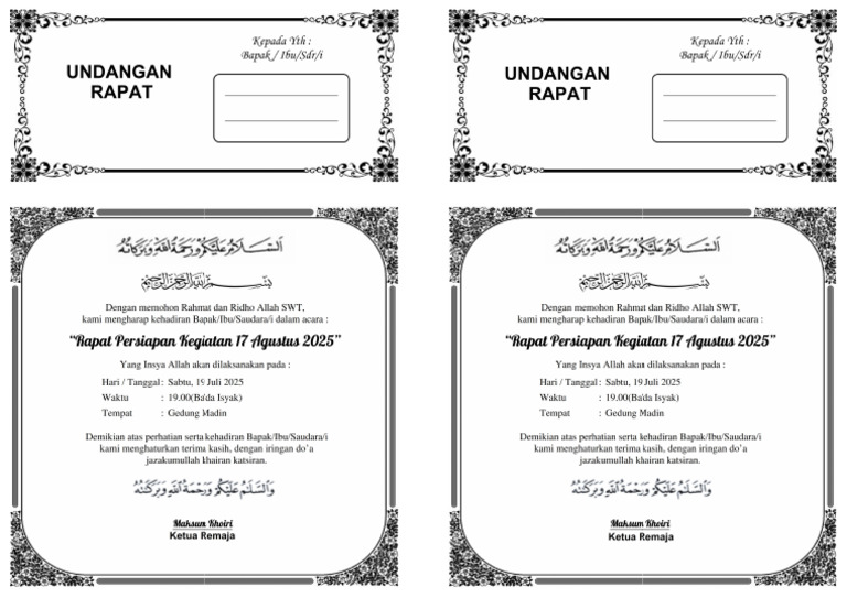 Undangan Persiapan 17an - Jadi | PDF