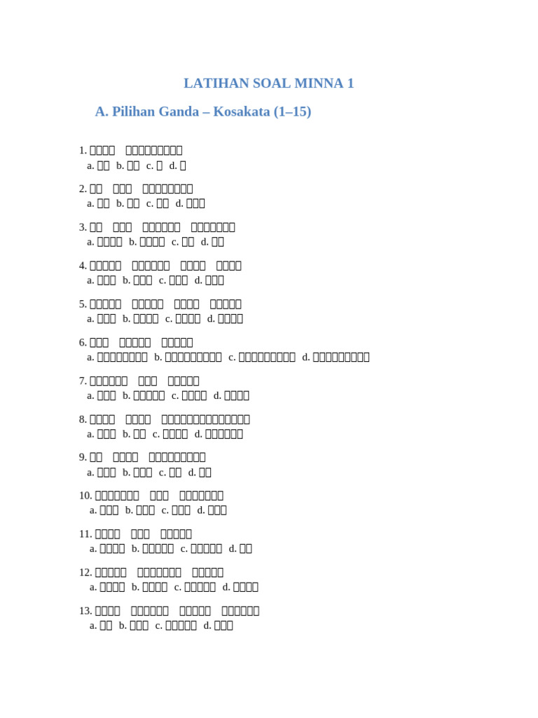 Latihan Minna No Nihongo 1 | PDF