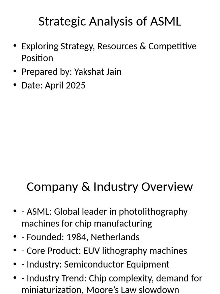 ASML Strategic Analysis 2025 | PDF
