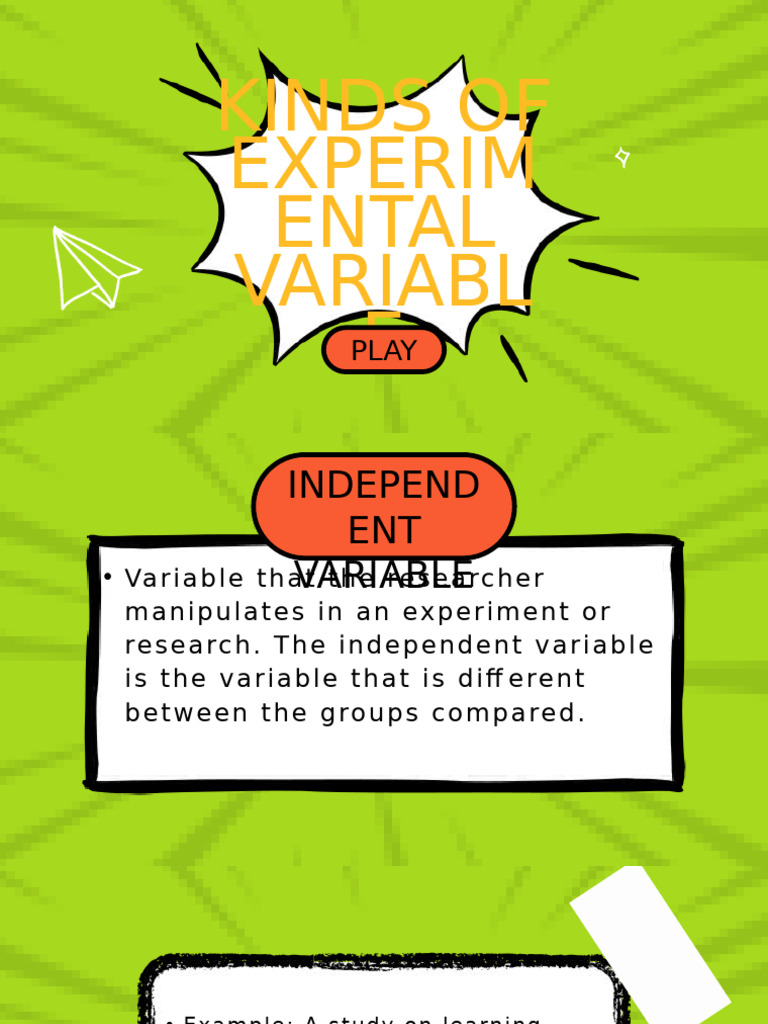 Kinds of Experim Ental Variabl E | PDF