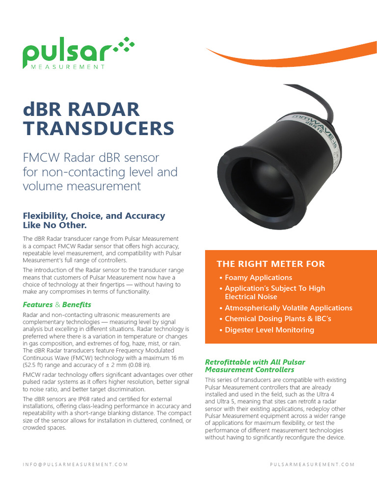 Dbr Radar Transducers Brochure | PDF | Radar | Sensor