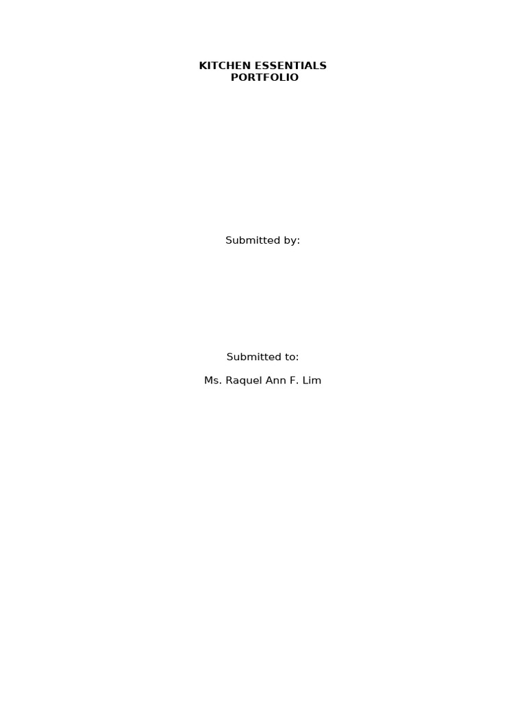 Kitchen Essentials Portfolio Template | PDF