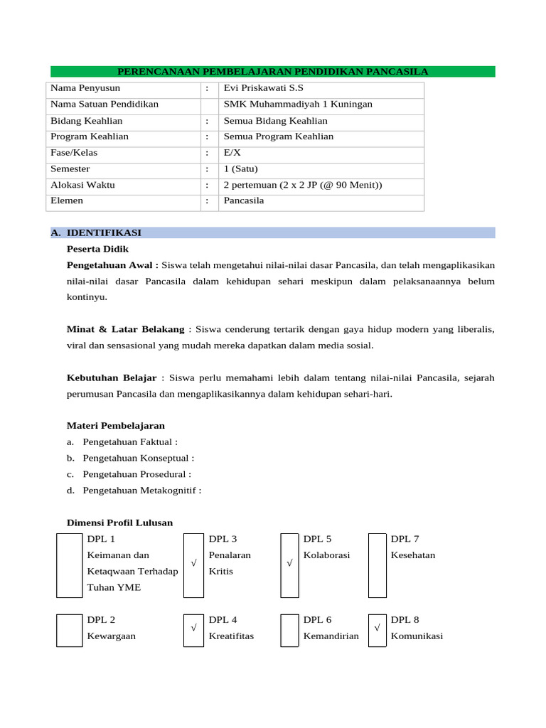 Modul Ajar Pertemuan 1 | PDF