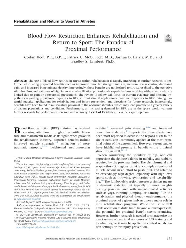 Blood Flow Restriction Enhances Rehabilitation And | PDF | Skeletal ...