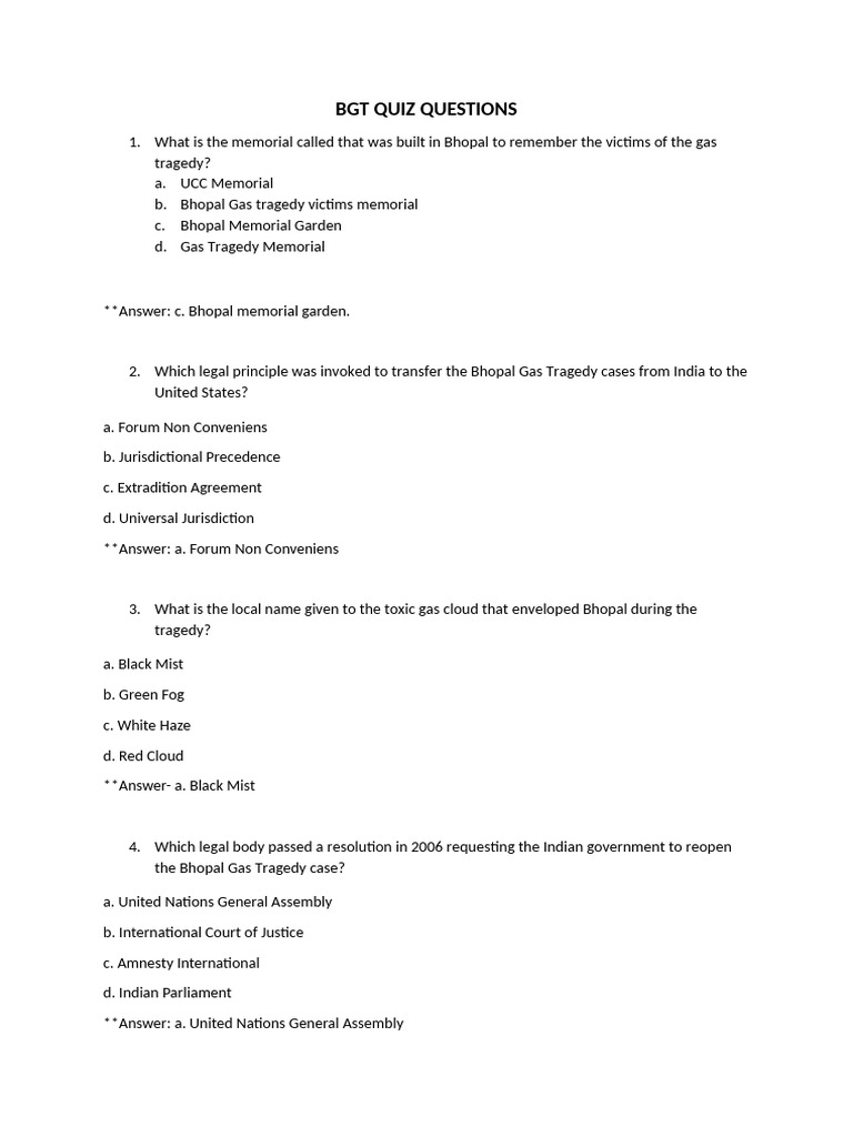 BGT Quiz | PDF