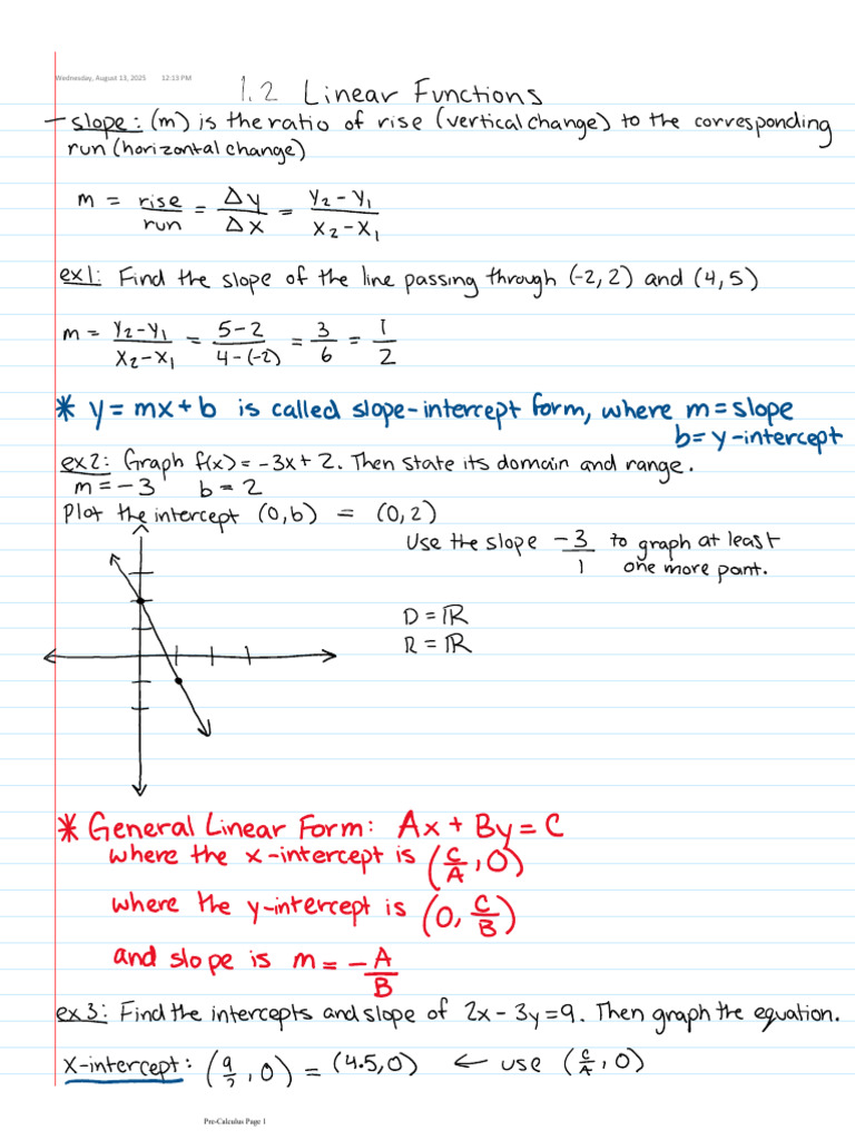 1.2 Linear Functions | PDF