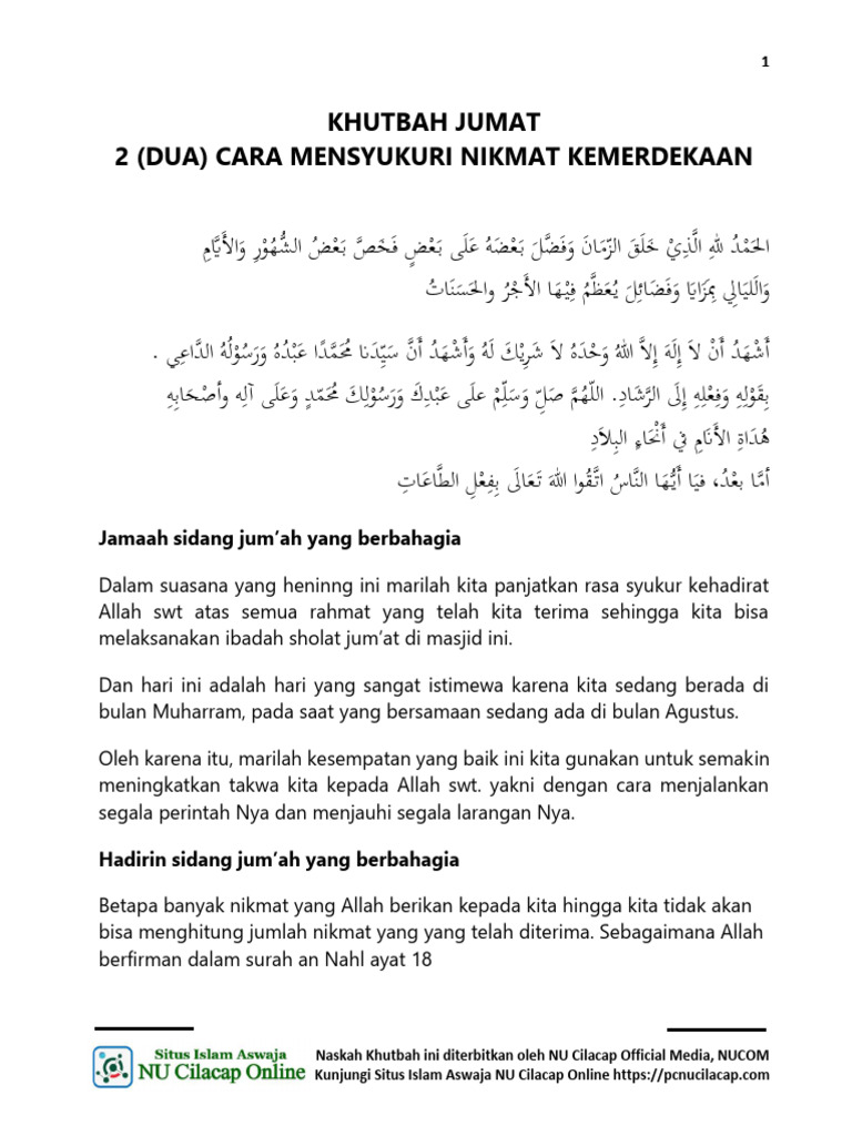 Mensyukuri Nikmat Kemerdekaan RI | PDF