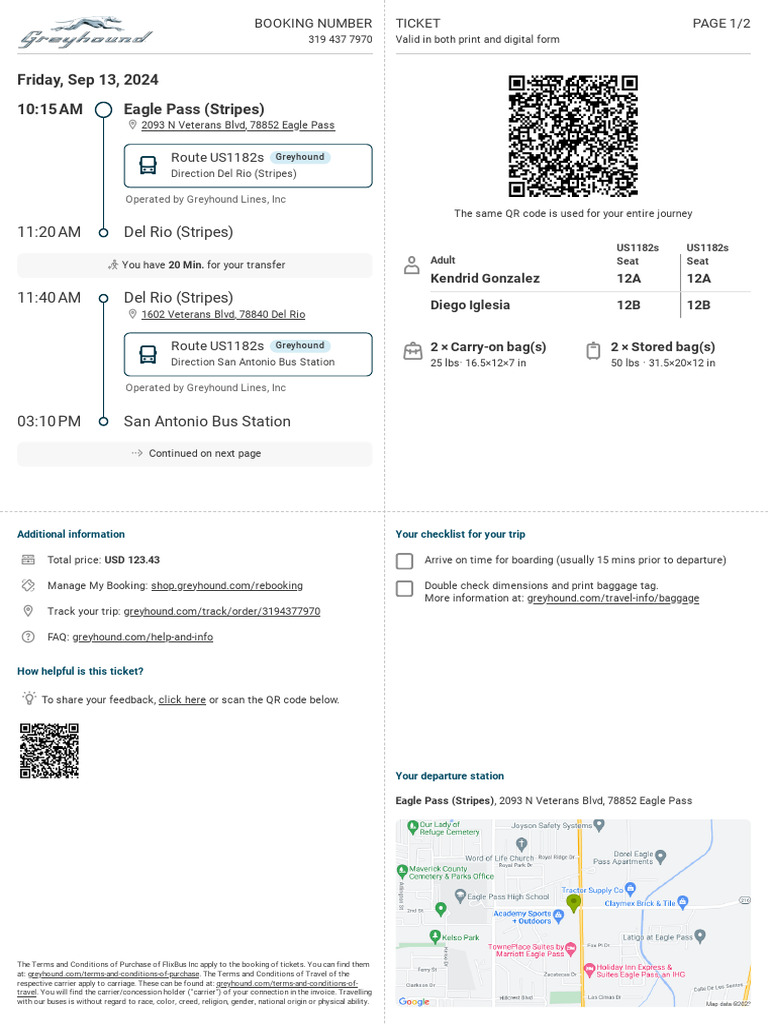Ticket Eagle Pass TX Austin TX 3194377970 | PDF | Bus Transport | Transport
