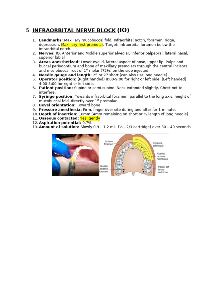 Infraorbital Nerve Block Technique | PDF