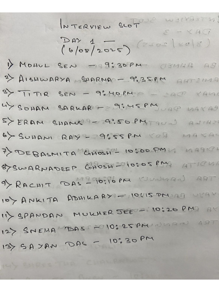 Interview Slots | PDF