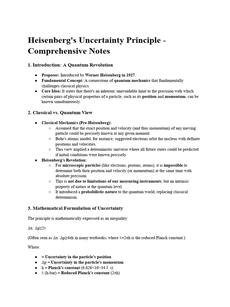 Heisenberg's Uncertainty Principle | PDF | Quantum Mechanics ...