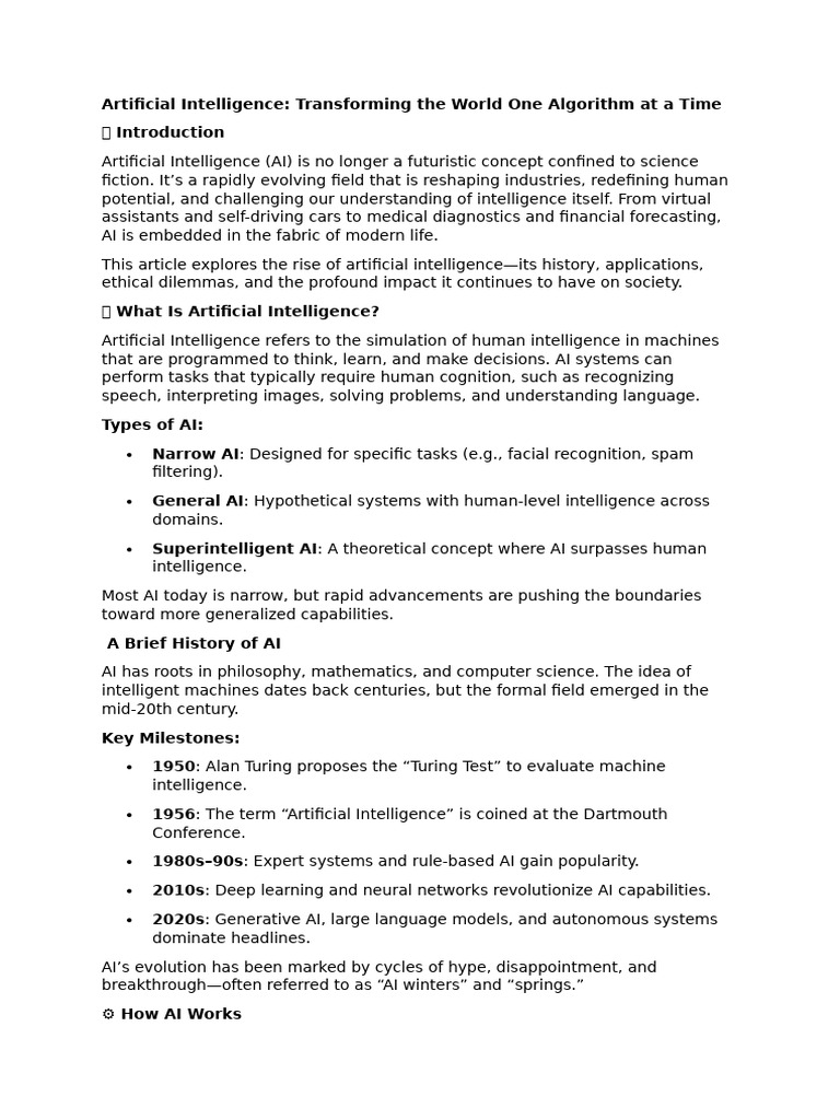 AI's Impact: Transforming Society Today | PDF | Artificial Intelligence ...