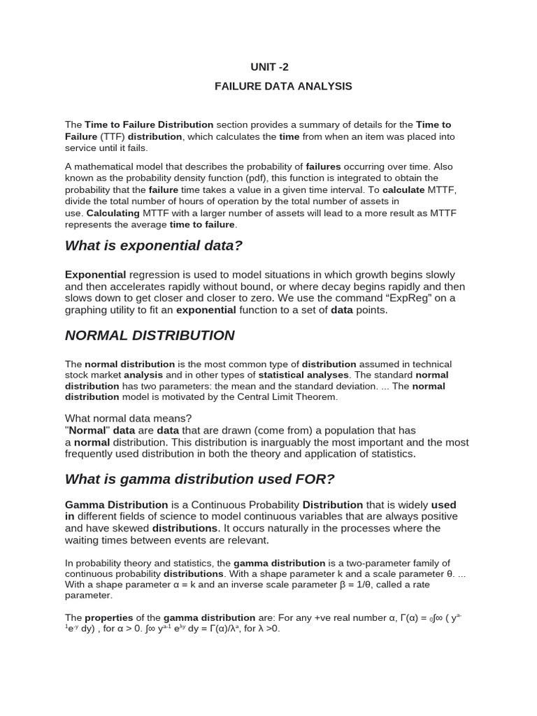 IS15 IS205 REE Unit 2 Failure Data Analysis | PDF | Probability Distribution | Normal Distribution