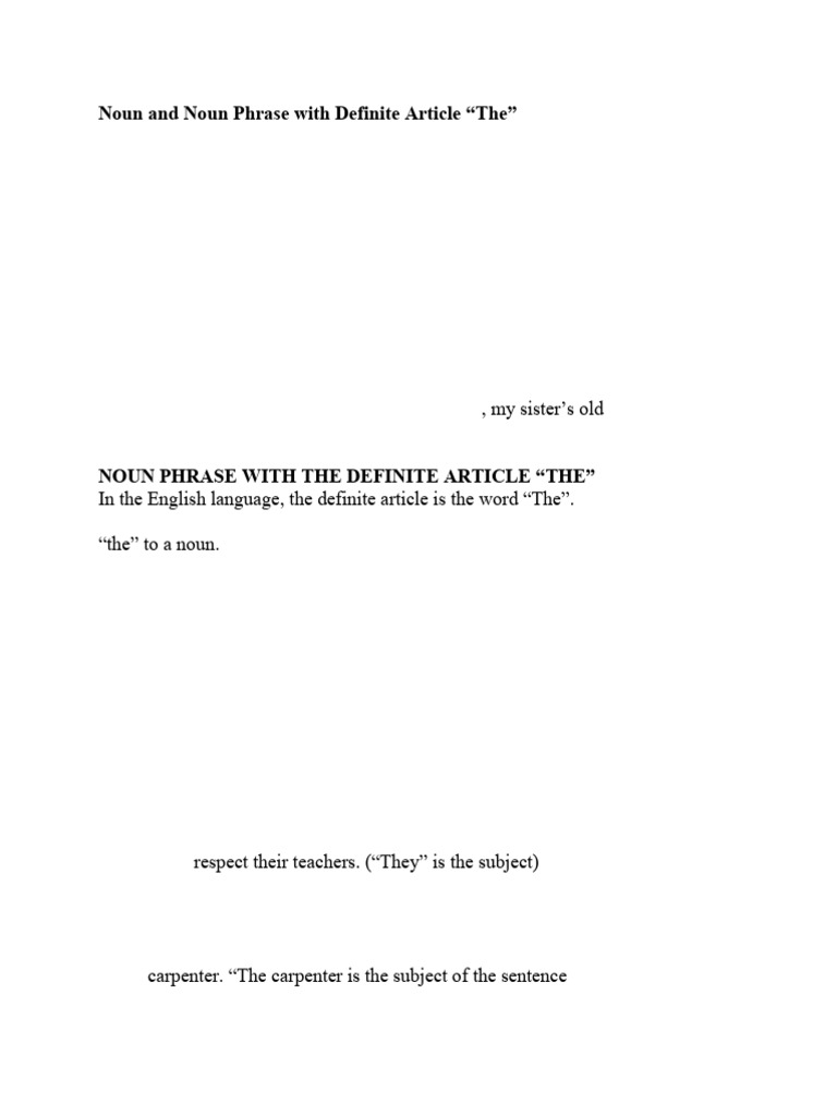 6114_noun and Noun Phrase With Definite Article The | PDF | Noun | Verb
