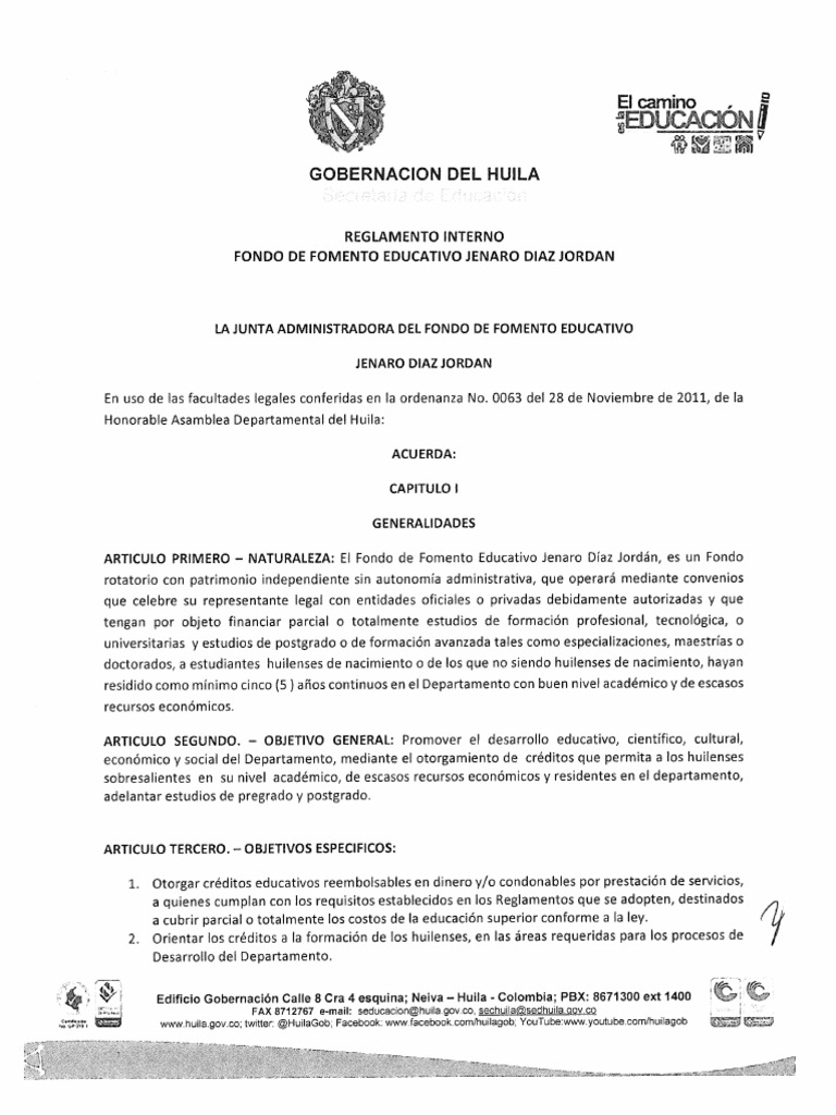 Reglamento Fondo Jenaro Diaz Jordan | PDF