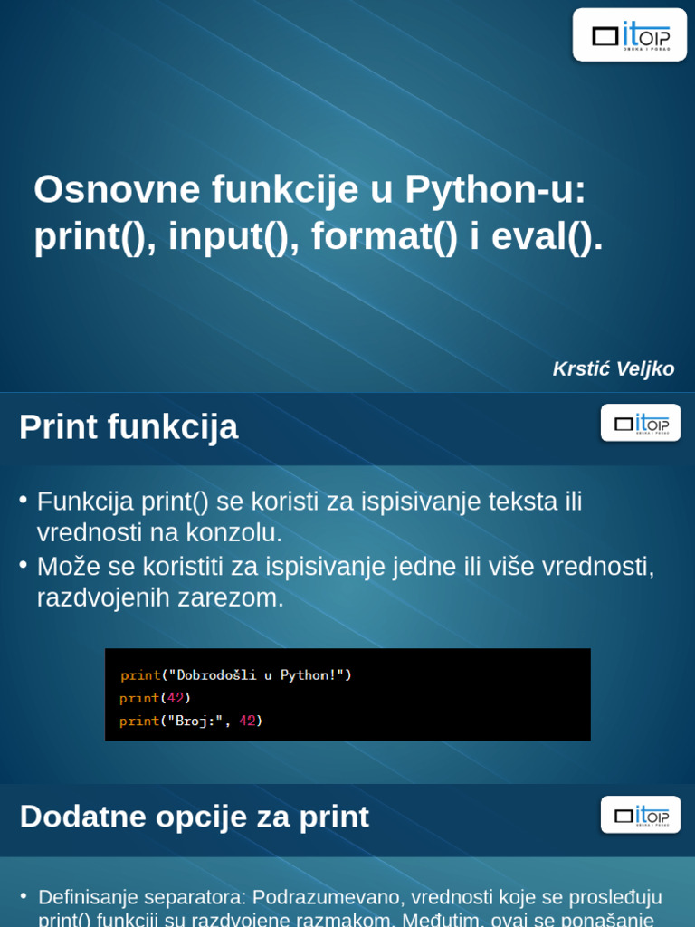Funkcija Print, Input, Format, Eval | PDF