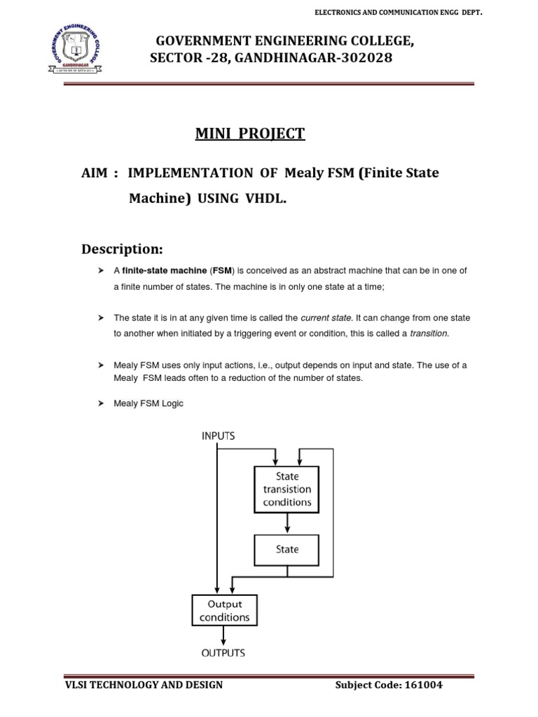 Mini Project - FSM | PDF | Vhdl | Input/Output