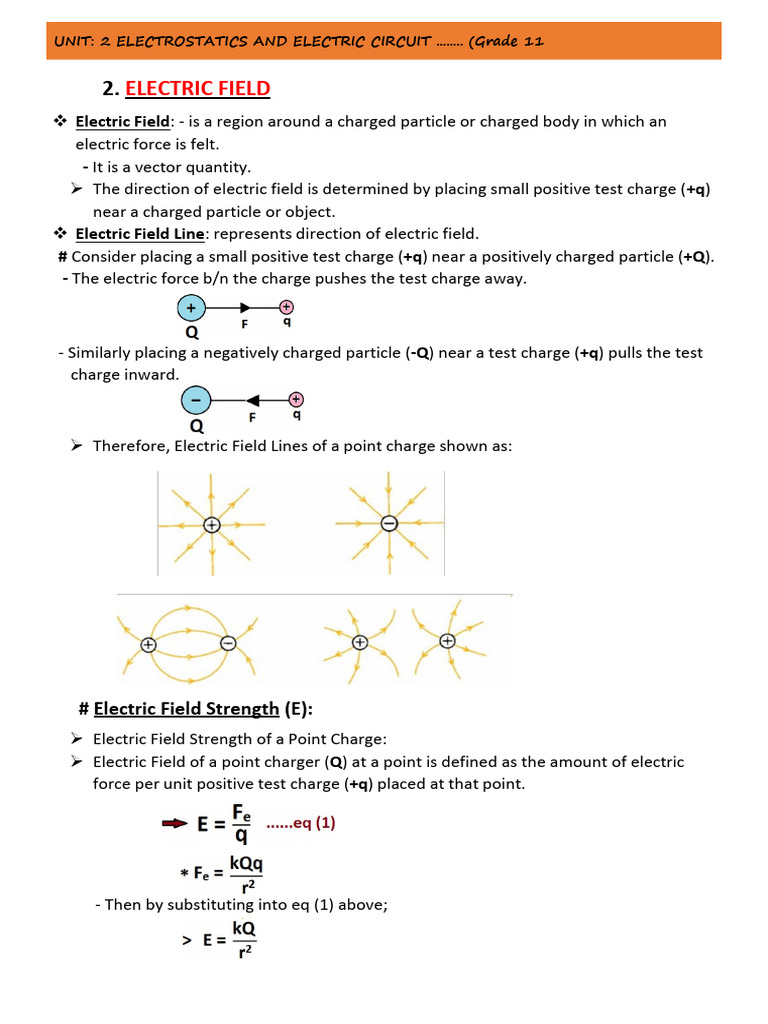 Unit 2-Electrostatics and Electric Circuits - Part 2 of 6 | PDF | Electric Field | Force