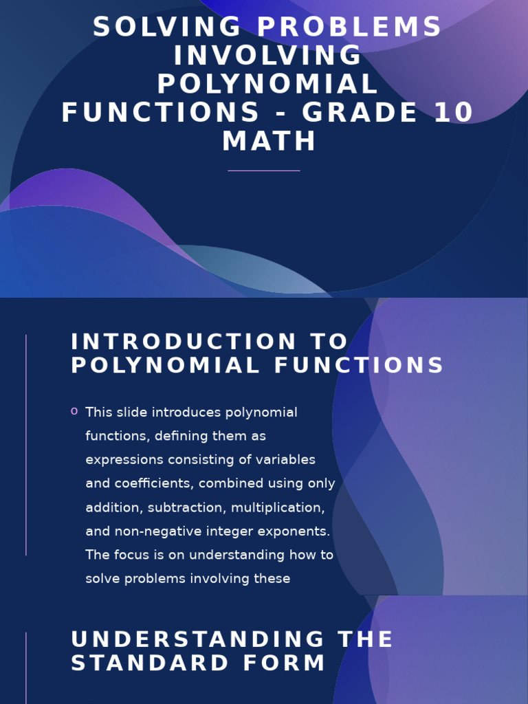 Solving Problems Involving Polynomial Functions - Grade 10 Math | PDF | Polynomial ...